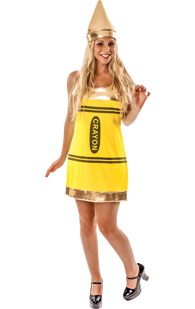 Womens Yellow Crayon Costume Joke co uk Womens Yellow Crayon Costume Joke co uk